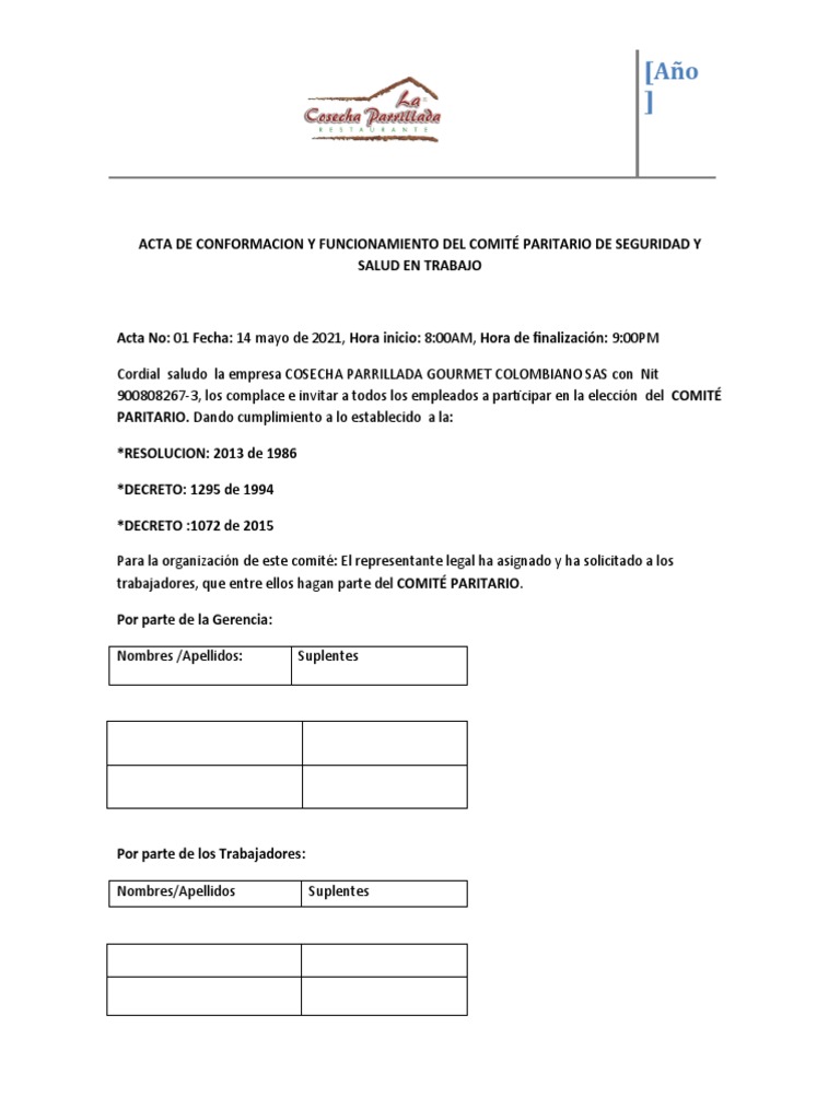 Comité Paritario SST: Conformación 2021 | PDF