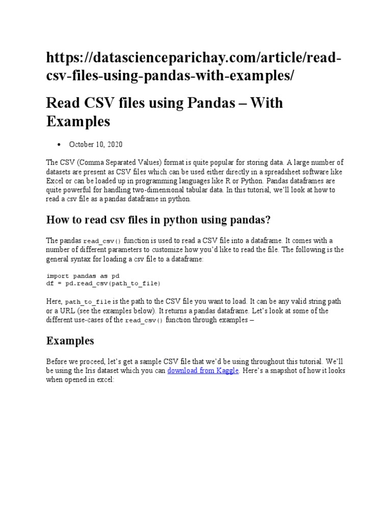 Csv-Files-Using-Pandas-With-Examples/ Read CSV Files Using Pandas ...