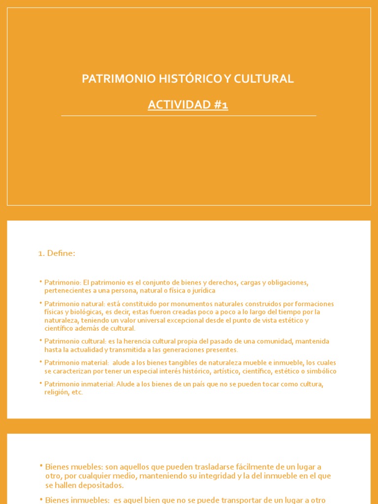 Patrimonio Histórico y Cultural | Descargar gratis PDF | Bienes (Ley) | Patrimonio cultural