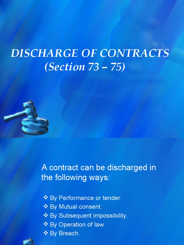 Discharge of Contracts | PDF | Damages | Breach Of Contract