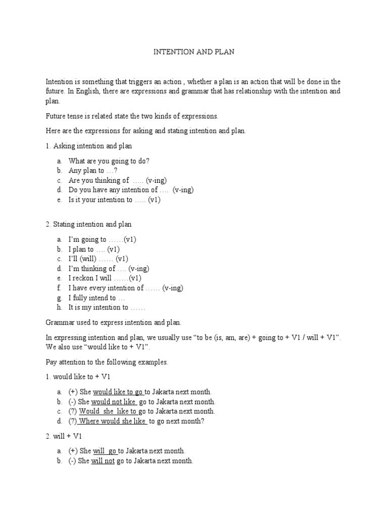 Intention and Plan | PDF | Linguistics | Grammar