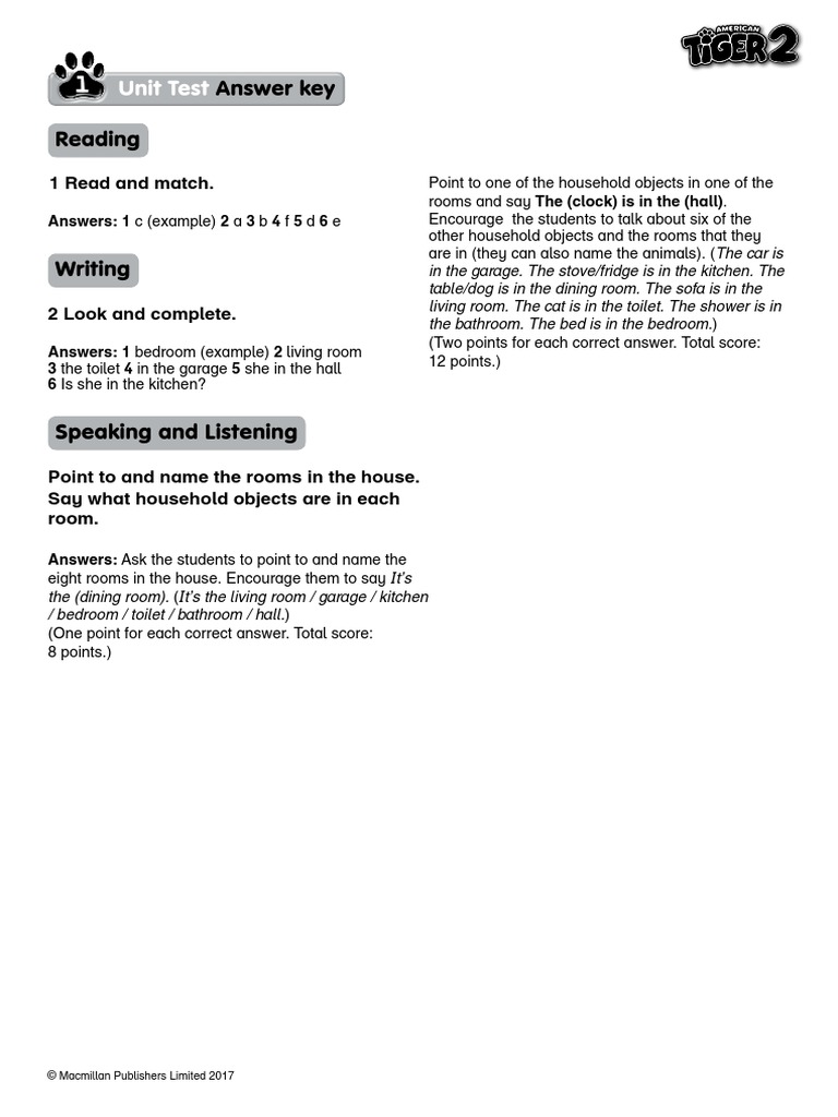 Test Unit Test: Answer Key Reading | PDF