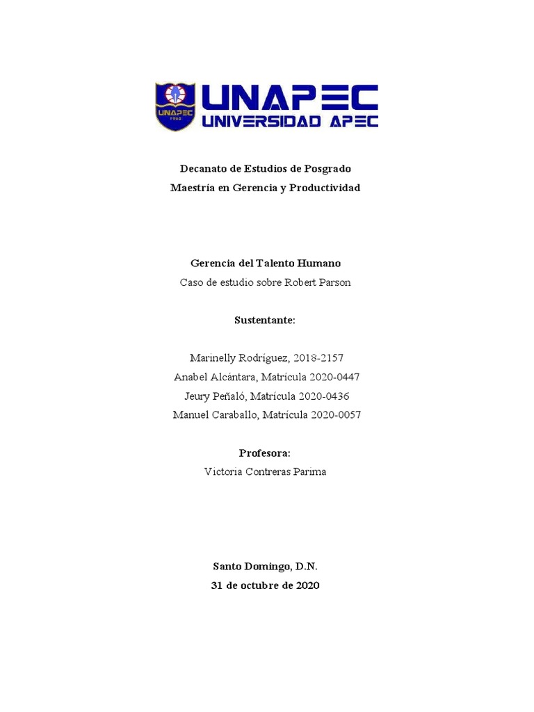 Caso Estudio Sobre Robert Parson | PDF | Planificación | Cliente