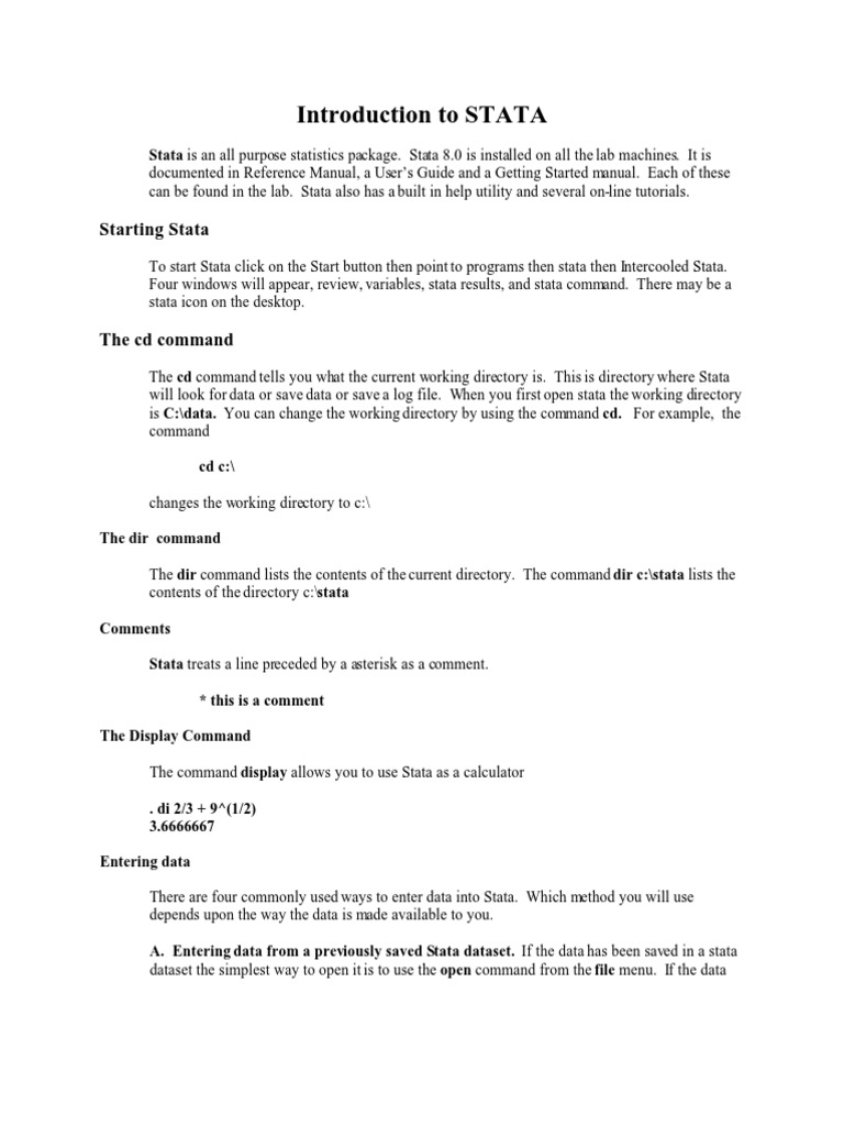 STATA Basics for Economics Students | PDF | Teaching Methods ...
