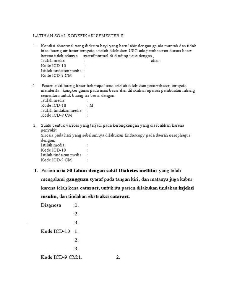 MEDICAL DOCUMENT CODING EXERCISE TITLES | PDF