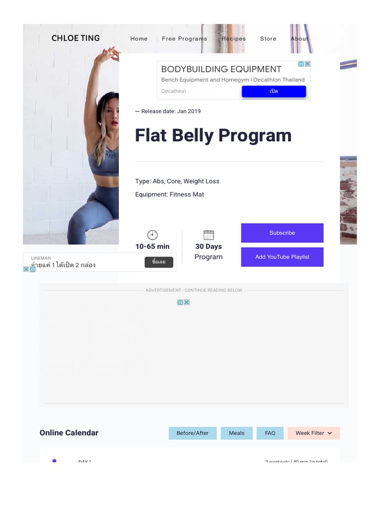 Chloe Ting - Flat Belly Challenge - Free Workout Program | PDF ...