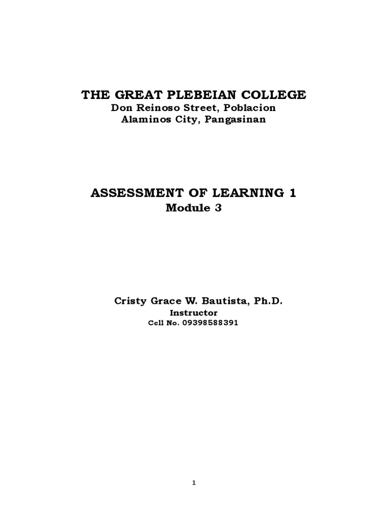 3rd Module in Assessment of Learning 1 | PDF | Test (Assessment ...