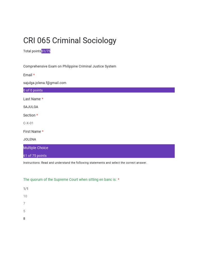 CJS Quiz | PDF | Pardon | Prosecutor