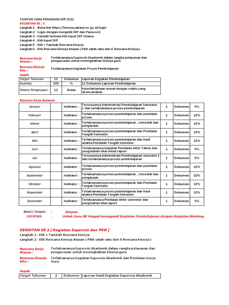 Contoh Pengisian Skp 2021 Pdf