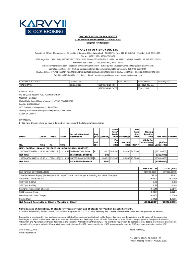 Karvy Stock Broking LTD | PDF | Taxes | Government Finances