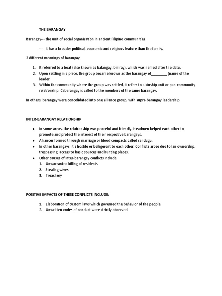 The Barangay: Social Organization in Ancient Filipino Communities | PDF