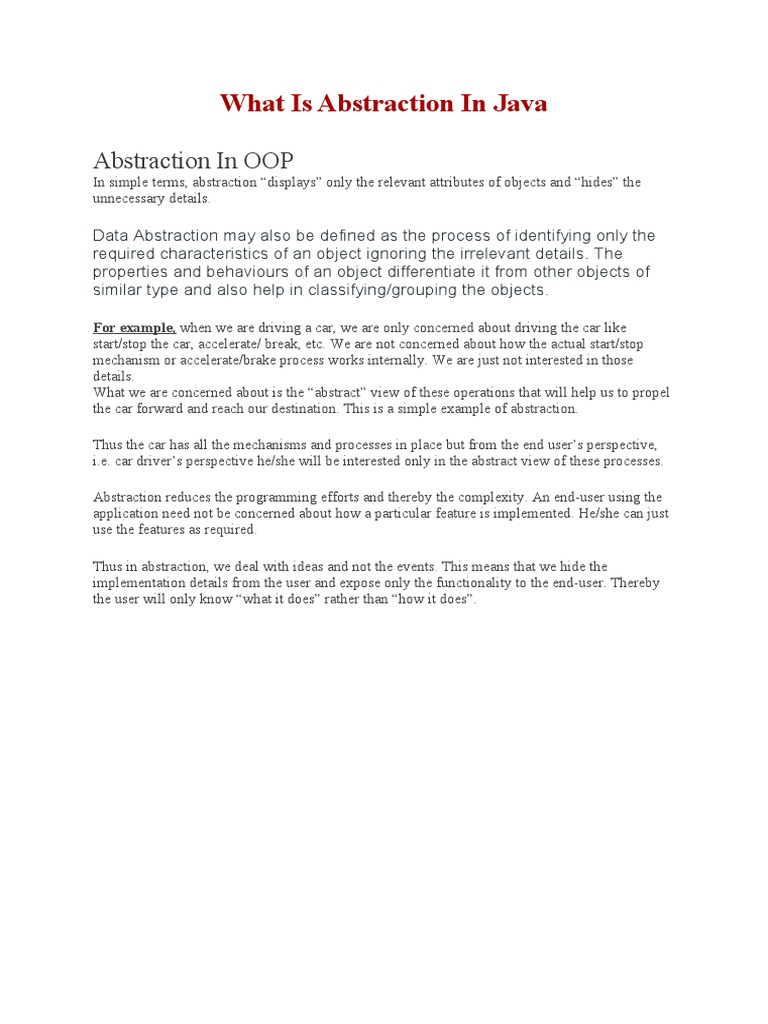 What Is Abstraction In Java Pdf Class Computer Programming Method Computer Programming