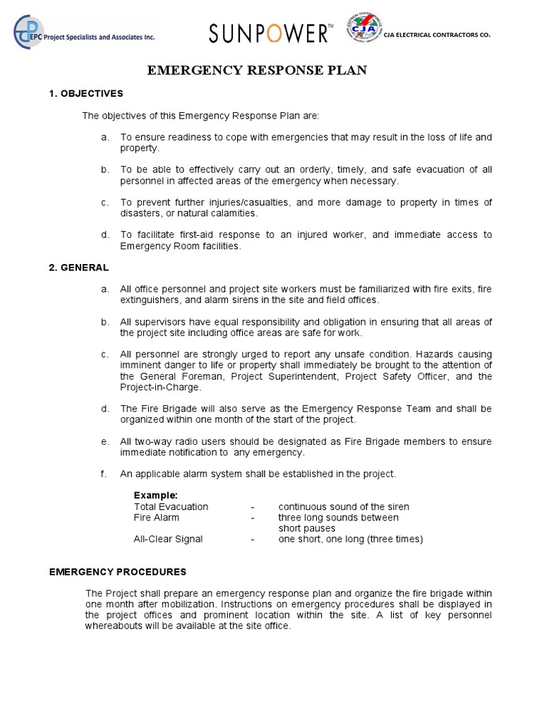 Emergency Response Plan New | PDF | Emergency | Firefighter