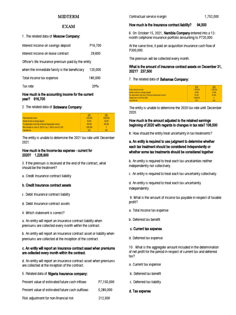 Analysis of Accounting Transactions Related to Insurance Contracts, Tax ...
