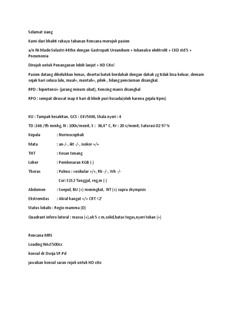 Rujuk Pasien HD Cito | PDF