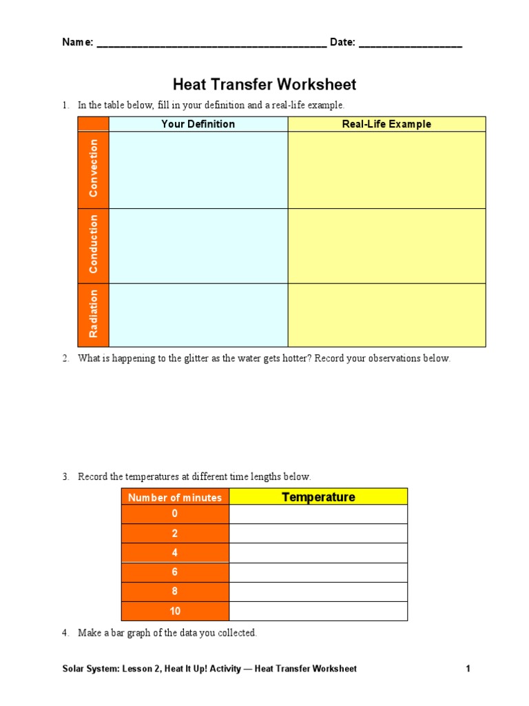 Heat Transfer Worksheet: Name: - Date | PDF