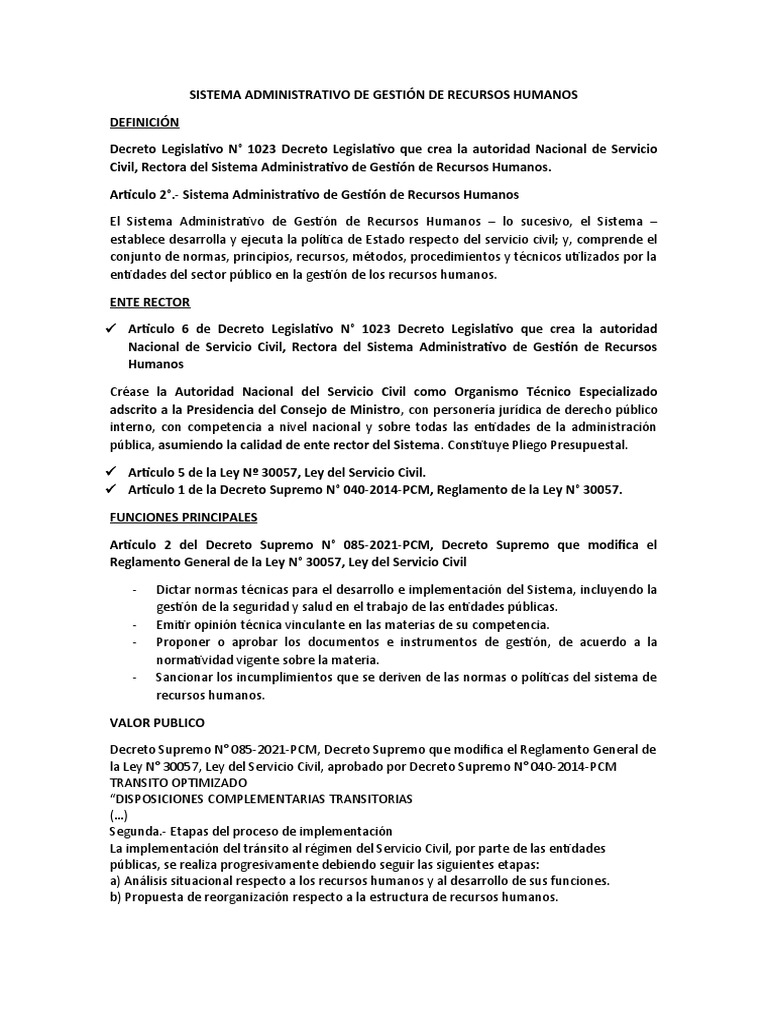 Sistema Administrativo de Gestión de Recursos Humanos Angelo Derecho ...