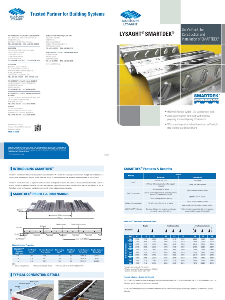 Lysaght Smartdek - Jan 2019 | PDF | Concrete | Building Technology