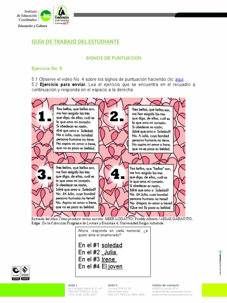 Ejercicios de Puntuación y Amor | PDF | Juegos y actividades | Artes ...