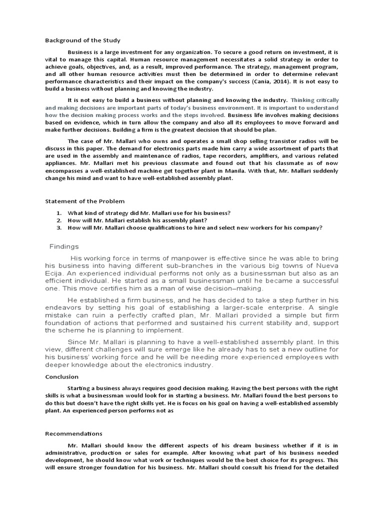 CASE STUDY 1: Alma Electronics: I'll Dream of You | PDF | Human Resources | Goal