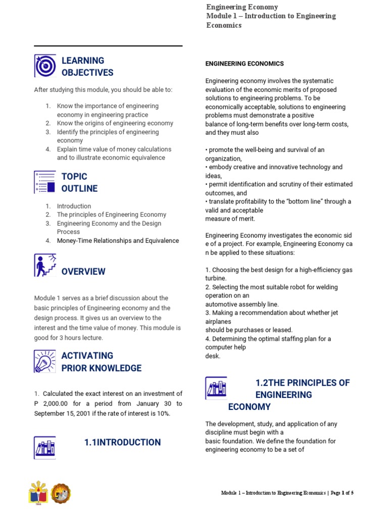 Engineering Economy Module 1 | PDF | Interest | Engineering