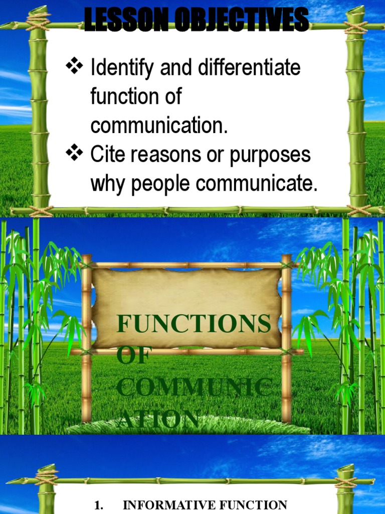 Lesson 1 Functions of Communication | PDF | Communication | Aesthetics