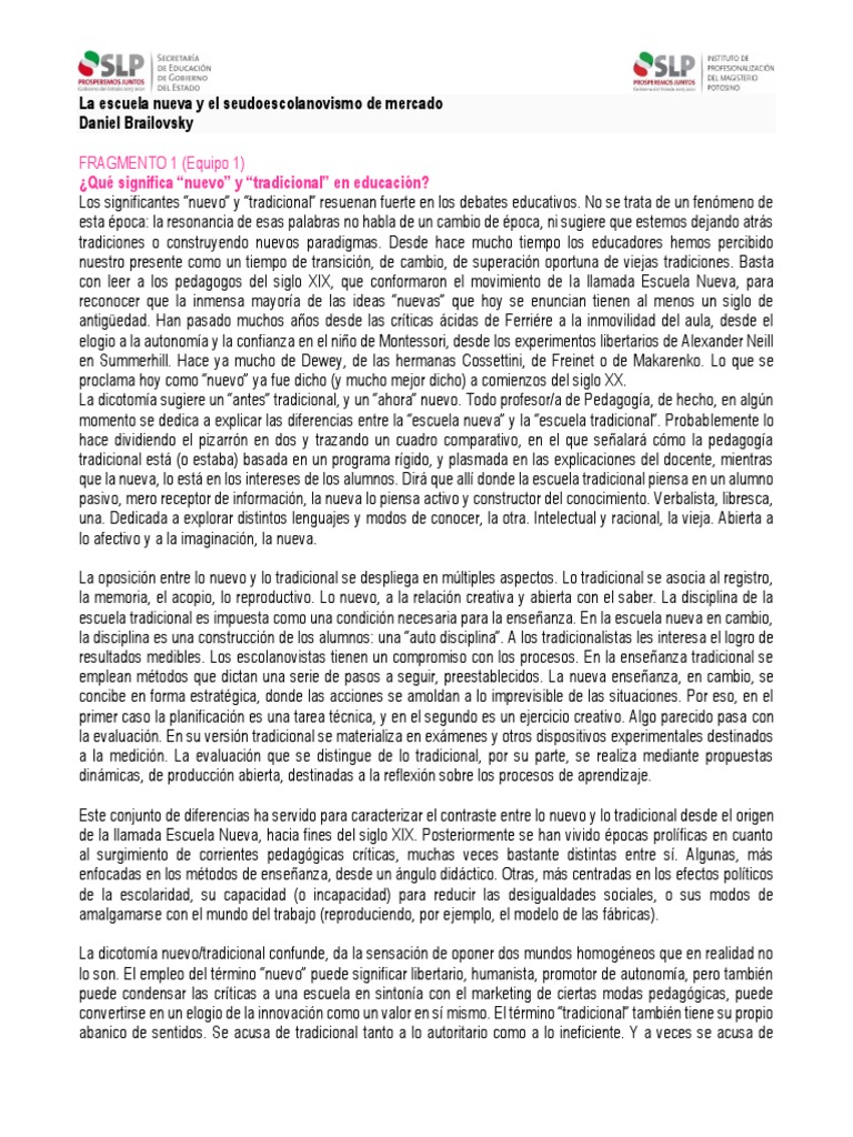 201 La Esc Nueva y El Pseudoescolanovismo | PDF | Plan de estudios | Aprendizaje