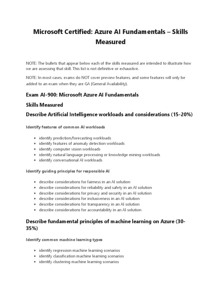 Microsoft Certified Azure Ai Fundamentals Skills Measured | PDF ...
