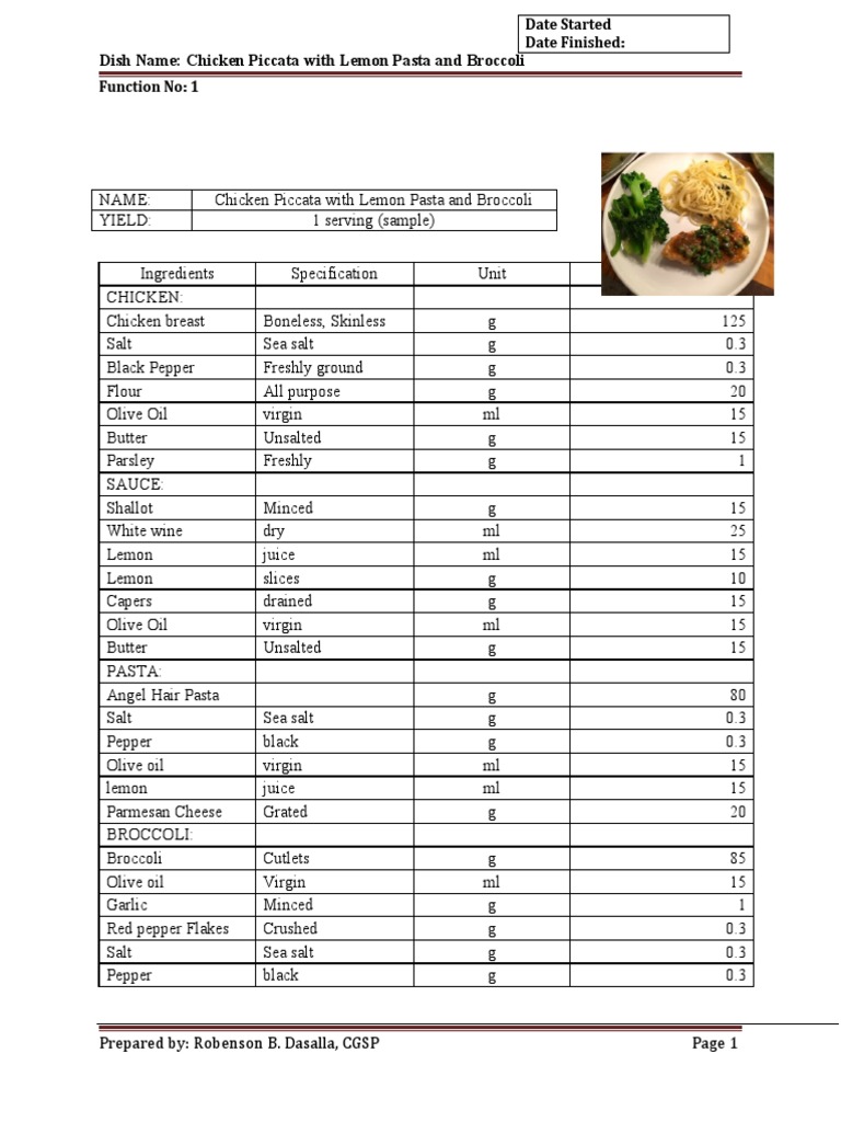 Recipe and Costing | PDF | Pasta | Regional & Ethnic Food