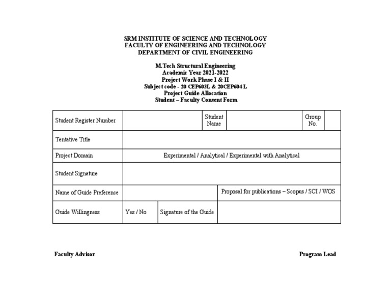 M.tech Structures - Project Allocation Form | PDF | Computers ...