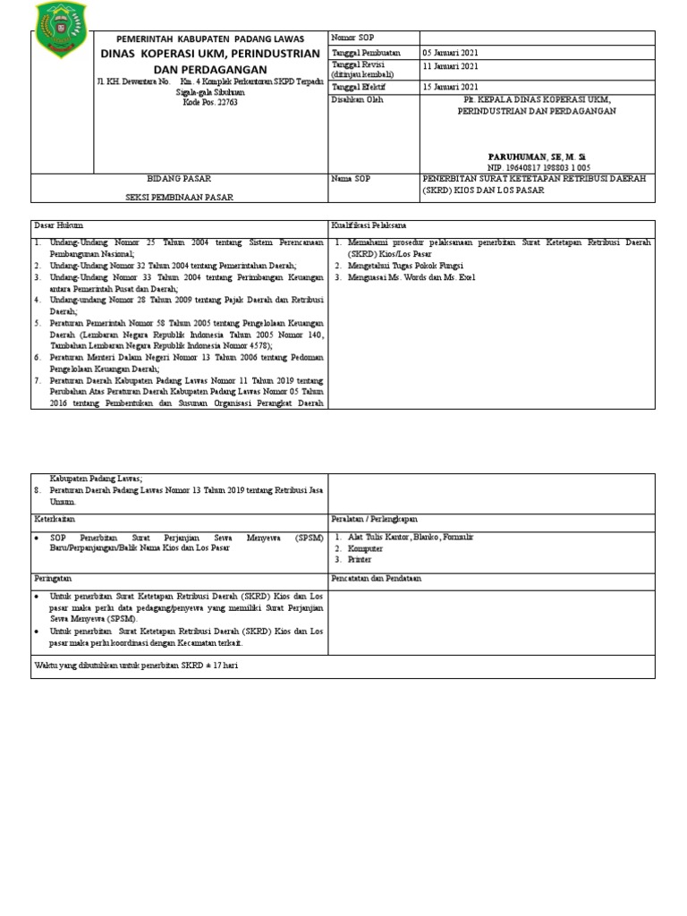 SOP Penerbitan SKRD | PDF