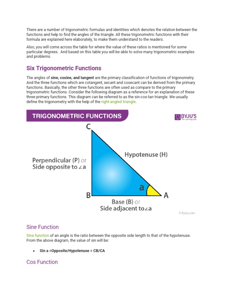 Trigonometric Function | PDF | Trigonometric Functions | Trigonometry