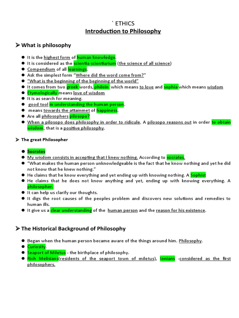 Introduction To Philosophy: ' Ethics | PDF | Reason | Conscience