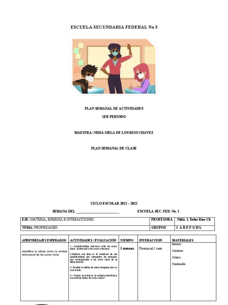 Ciencias 1 Planeacion Semanal | PDF | Biología Celular) | Depredación