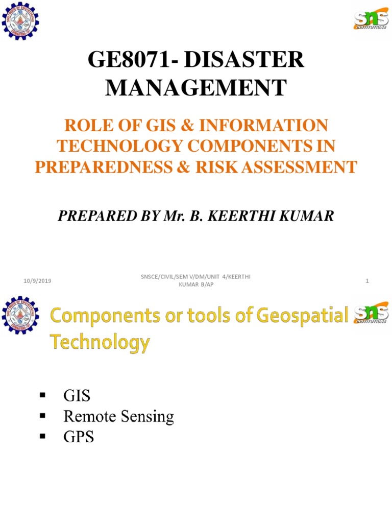 Ge8071-Disaster Management: Role of Gis & Information Technology ...