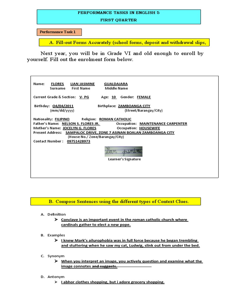 Performance Task 1 - LIAN JASMINE G. FLORES | PDF | Religion & Spirituality