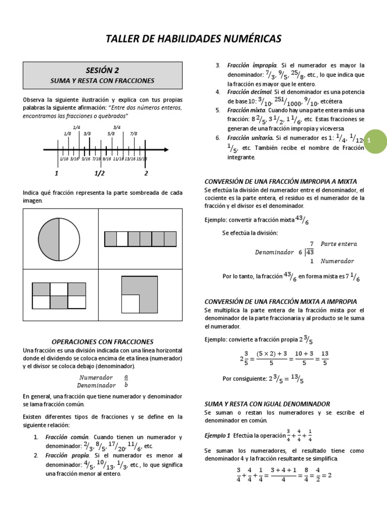 TALLER DE HABILIDADES NUMÉRICAS - Parte 1 - 2 | PDF | División ...