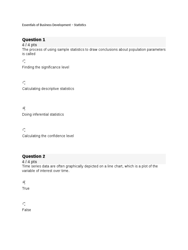 Sample Quiz 2 Statistics Essentials of Business Development | PDF | Correlation And Dependence ...