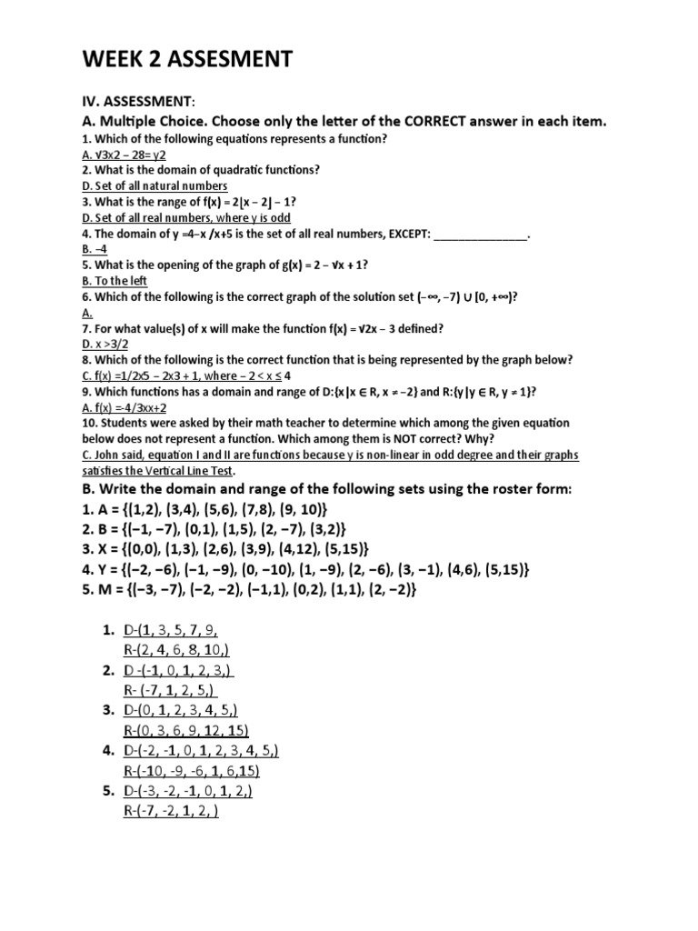 Week 2 Assesment | PDF | Function (Mathematics) | Educational Assessment