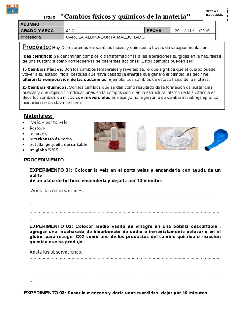 Cambio Fisico Y Cambio Quimico