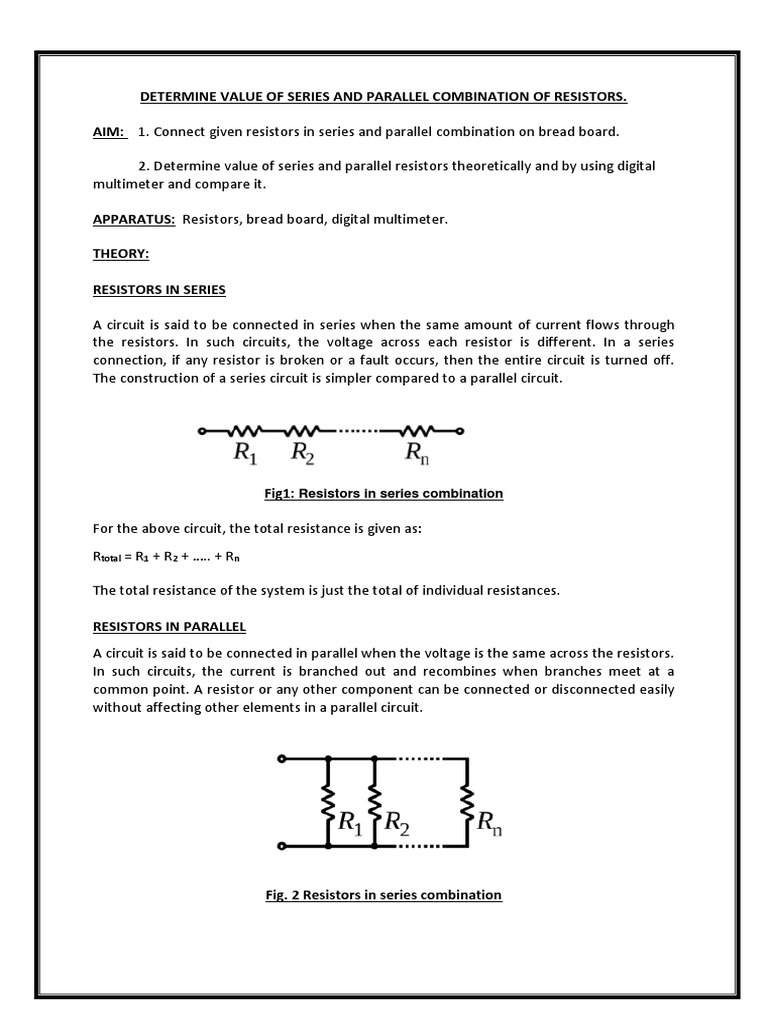 Expt No 4 Series and Parallel Combination of Resistor | PDF | Series ...