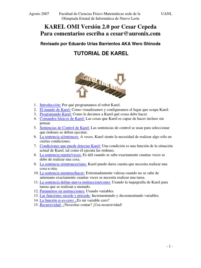 Tutorial Karel - Avanzado - JAVA | PDF | Recursividad | Lenguaje de ...