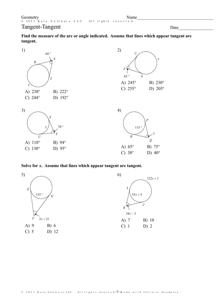 Tangent Tangent | PDF | Angle | Physical Phenomena