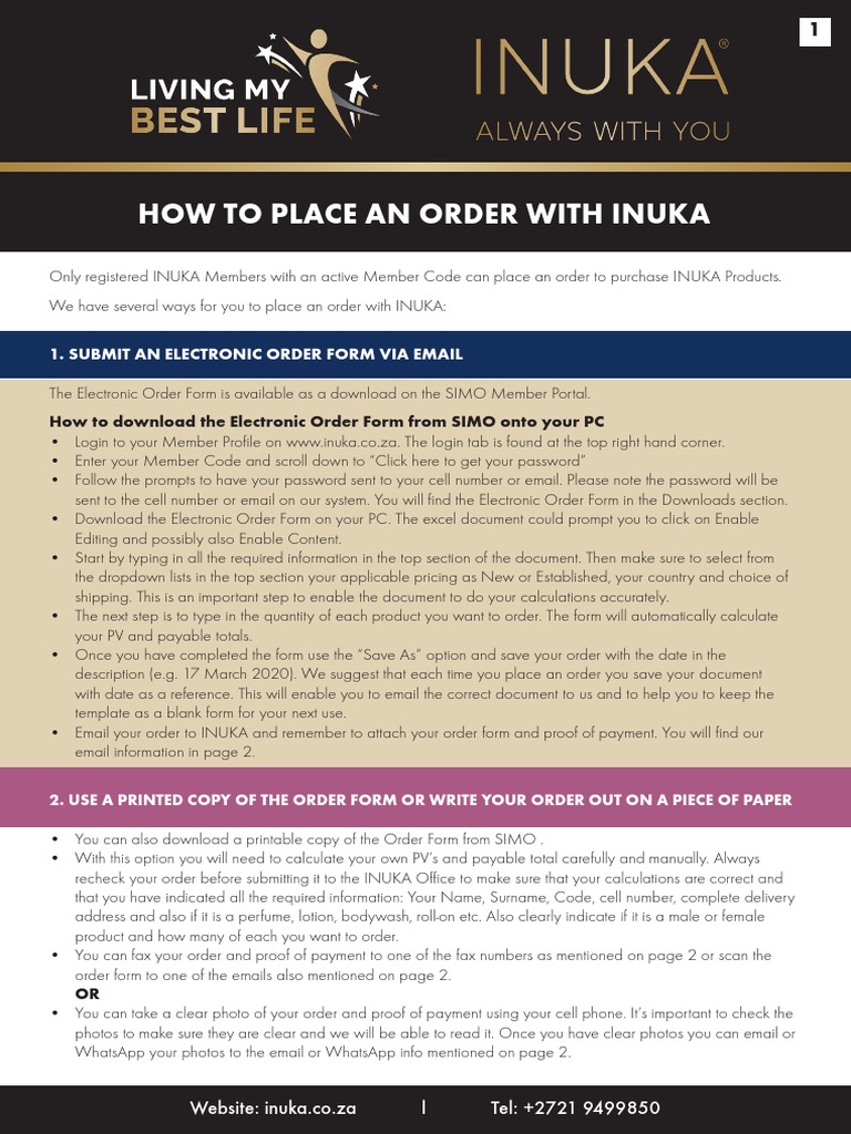 How To Place An Order With Inuka | PDF | Perfume | Password