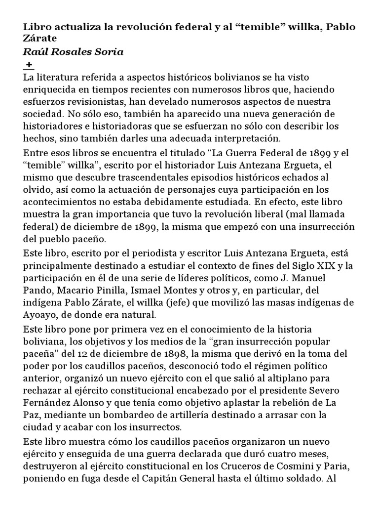 Conclusion Zarate Willka | PDF | Gobierno