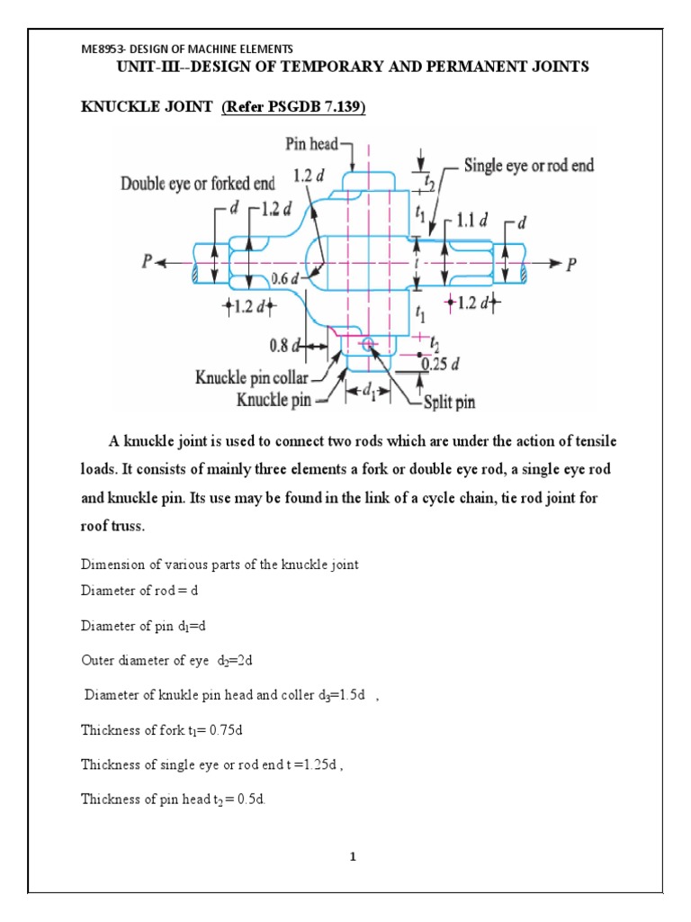 Design and Failure Analysis of Various Machine Element Joints: Knuckle ...