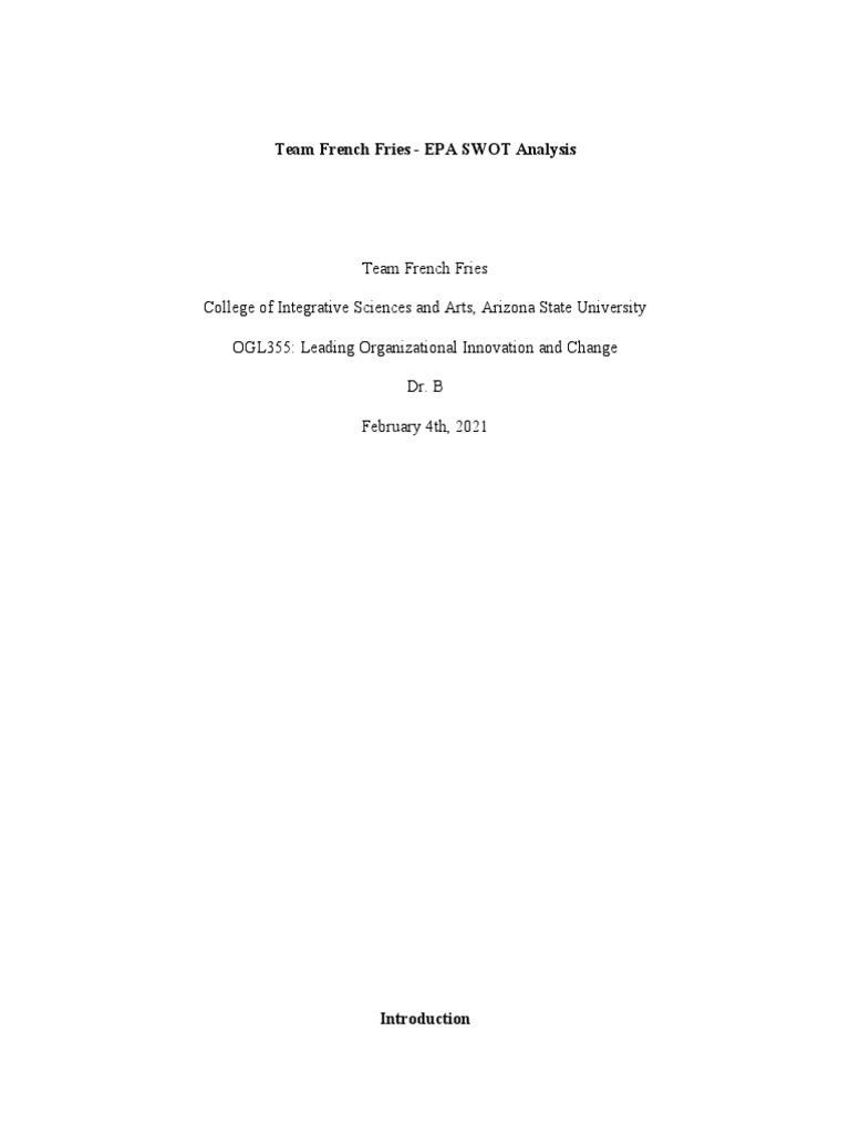 Module 3 - Swot Analysis | PDF | United States Environmental Protection ...