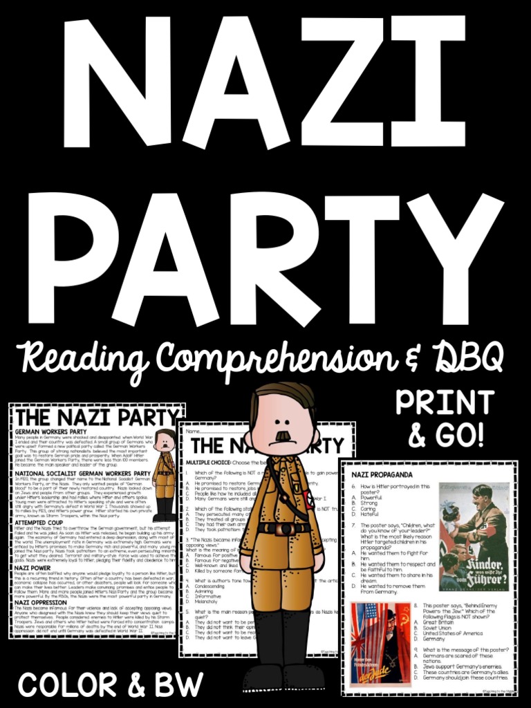 Reading Comprehension & DBQ: Print & GO! | PDF | Nazi Germany | Nazi Party