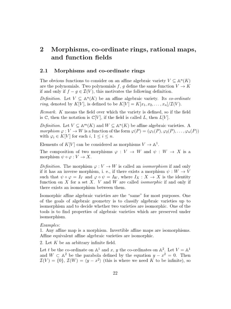 Morphisms and Coordinate Rings in Algebraic Geometry | PDF | Ring ...