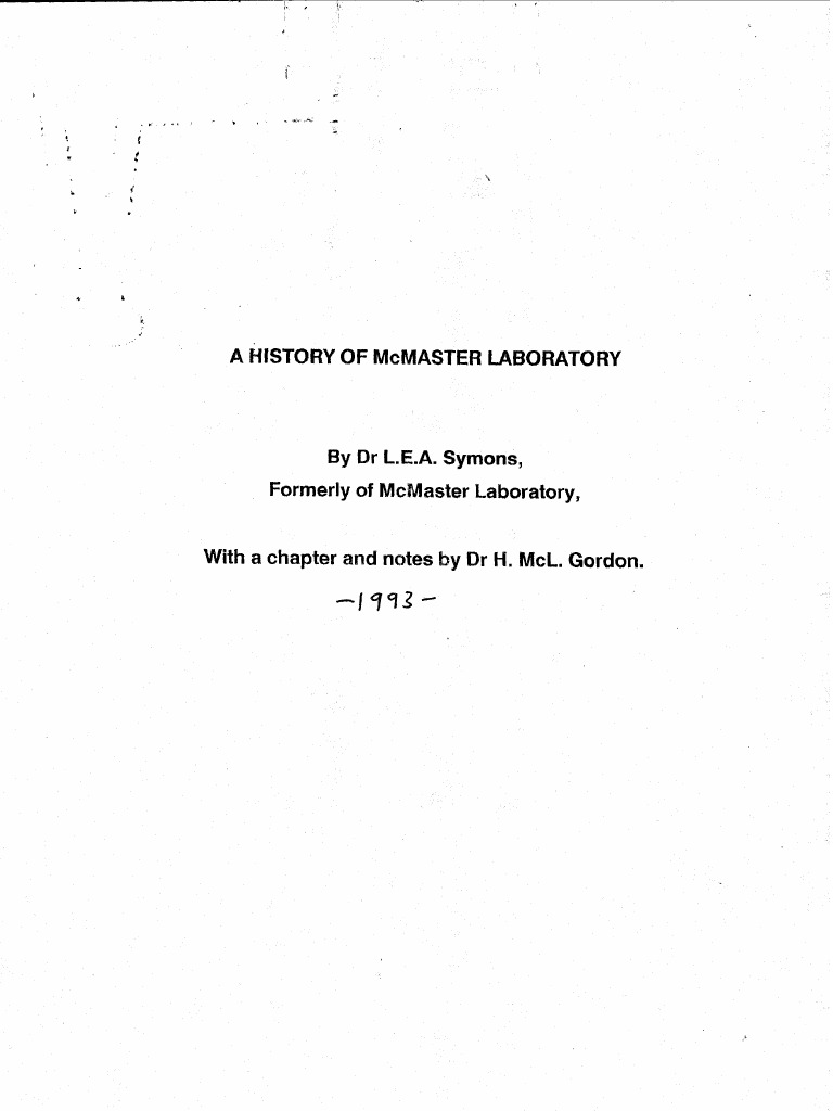 A History of McMaster Laboratory | PDF | Scientific Method | Wellness